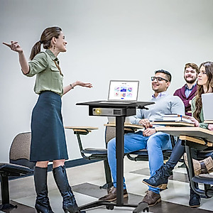 JOY worker Height Adjustable Rolling Laptop Desk with Shelf,Mobile Standing Desk,Pneumatic Mobile Laptop Table with Wheels for Couch Home Office School,Holds Up to 22lbs,Black