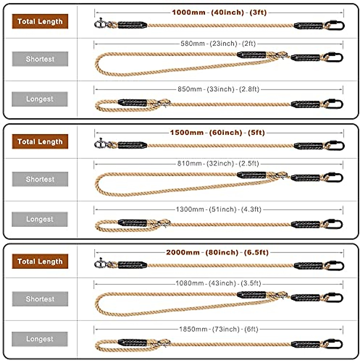 BeneLabel Tree Swing Ropes, Hammock Tree Swings Hanging Straps, Adjustable Extendable, for Outdoor Swings Hammock Playground Set Accessories, 3ft(40"), 2 Pack, Off-White