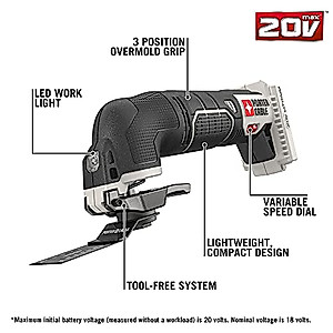 PORTER-CABLE 20V MAX* Oscillating Tool with 11-Piece Accessories, Tool Only (PCC710B)