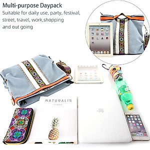 Women Canvas Crossbody Bag Shoulder Bag, Vintage Heavy-duty Tote Handbag (Light Blue) Medium