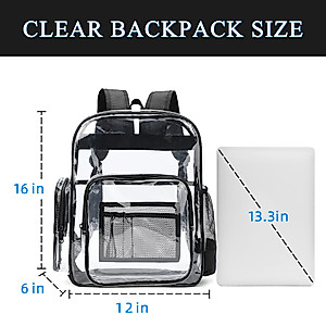 NBUUNBU Clear Backpack Heavy Duty Transparent PVC Bookbags See Through Bags for School Stadium Concert Workplace Travel