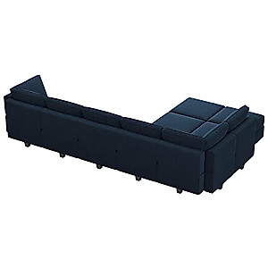 Belffin Modular Convertible Sectional Sofa with Reversible Double Chaises Velvet L Shaped Convertible Couch with Storage Blue