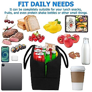 10L 19Cans Insulated Lunch Bag for Women Men, Reusable Lunch Box for Office Work Picnic Beach Travel, Leakproof Soft Cooler Tote Bag Freezable Lunch Bag for Adult, Black