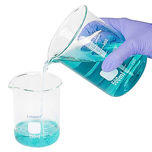 Labasics Glass Beaker Set, Borosilicate Glass Graduated Low Form Griffin Beakers in 5 Sizes, 50 ml/100 ml/250 ml/500 ml/1000 ml (1 L), Combo Pack