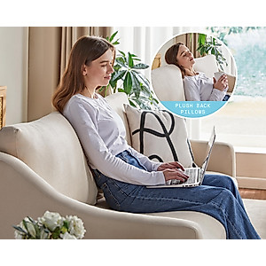 AMERLIFE Modern Sofa,Comfy Sofa Ottoman with Slope Armrests, Comfy Sofa Couch for Living Room, Apartment, Lounge Room (Beige)