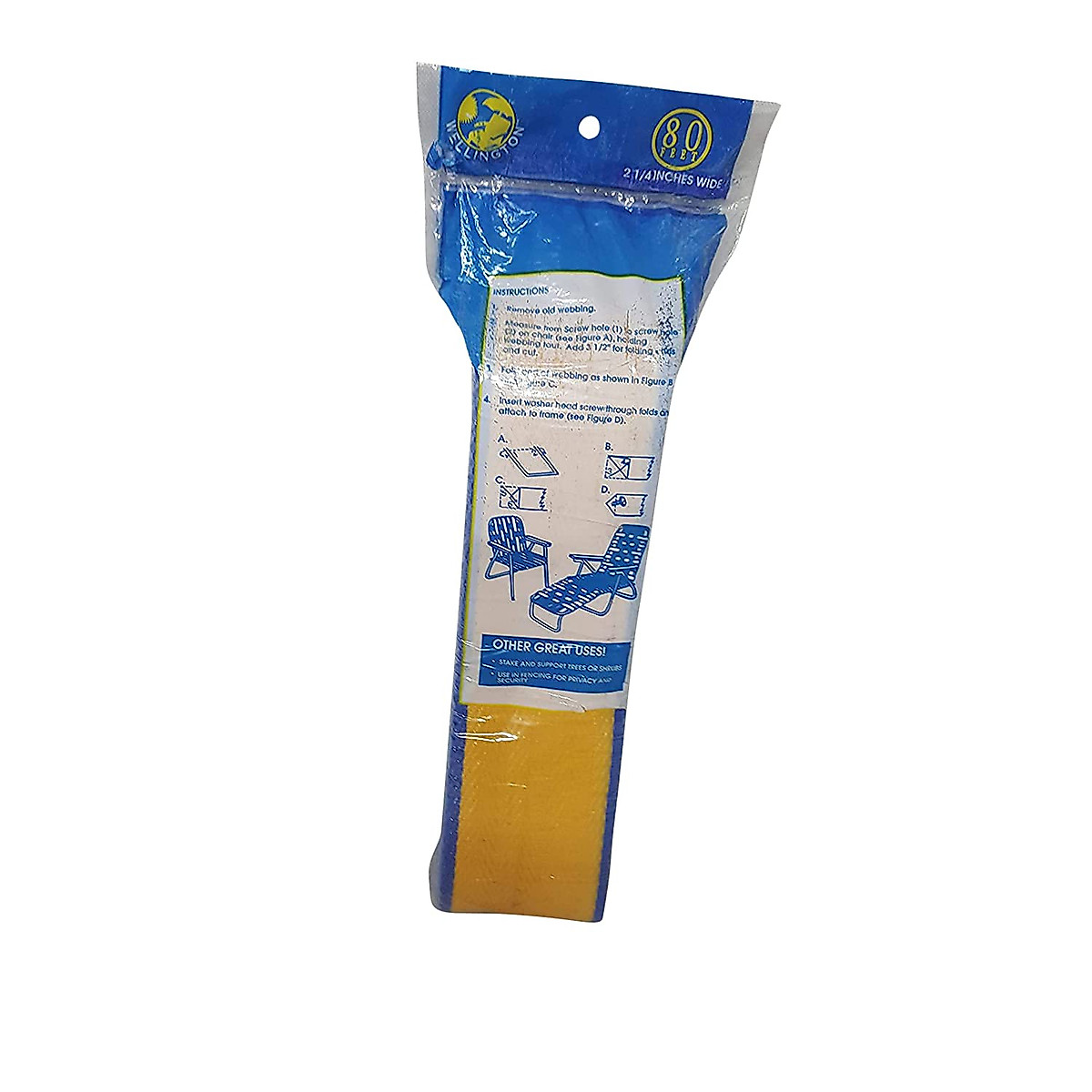 Chair Strap,80 Feet 3 Inches Wide Webbing Kit, with Webbing Screws Replace Your Old Chair with, Vibrant Colors to Choose from Made in USA. (Gold)