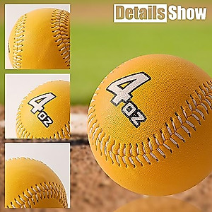 POPFRO Leather Weighted Baseballs Set of 9, 3-12 OZ Ploy Balls for Pitching/Hitting/Throwing/Batting,Practice Baseballs for All Skill Levels