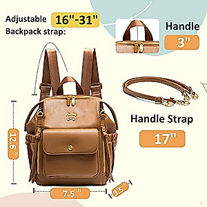 miss fong Small Diaper Bag, Mini Diaper Bag Dackpack Leather Diaper Bag Backpack with 12 Diaper Bag Organizer, Insulated Pocket, 2 Insulated Pockets (Brown)