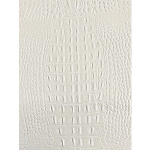 FABRICS FOREVER Faux Leather Crocodile Pearl Off White Upholstery Fabric by The Yard - 1 Yard 36 x 54’’ Wide | Alligator Vinyl Fabric Material Faux Leather Sheets for DIY, Upholstery Crafts