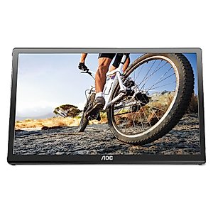 AOC e1659Fwu 15.6-Inch Ultra Slim 1366x768 Res 200 cd/m2 Brightness USB 3.0-Powered Portable LED Monitor w/ Case Black