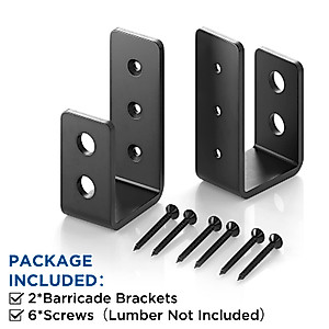 2 x 4 Door Barricade Brackets, SOCBAZZAR Heavy Duty Door Barricade Security Bar Holder U Bracket Fits 2 x 4 Lumber for Door Brace, Door Jammer, Tool Hanger - Carbon Steel, Black (2 Pack)