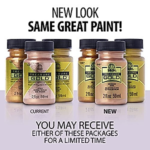 FolkArt Gold Assorted Easy to Apply DIY Crafts, Art Supplies with A Metallic Finish Treasure Paint 2 Fl Oz 59 Ml (Pack of 1)