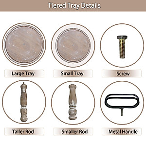 Krismax Decorative Trays - Two Tiered Tray Stand Rustic Tiered Tray Decor Farmhouse 2 Tiered Tray Serving Tray Seasonal & Holiday Decoration Wooden Tray for Coffee Table Farmhouse Display Stand Tray