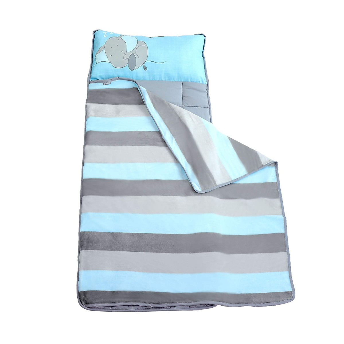 Nap Mat for Toddlers - Nap Mats for Preschool Kindergarten - Elephant Gifts for Toddlers - Portable Toddler Sleeping Bag w Pillow - Elephant Toddler Blankets for Boys - Toddler Blankets for Girls