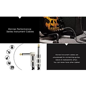 SDYQD Guitar Cable 20 ft - 1/4 Inch Right Angle Black/White Instrument Cable - Professional Quality Electric Guitar Cord and Amp Cable - Electric Instrument Cable - Pro Audio