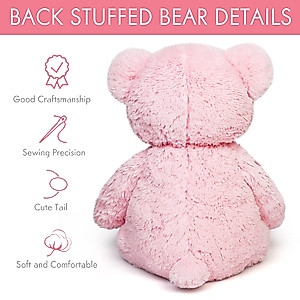 LotFancy Teddy Bear Stuffed Animals, 20 inch Pink Stuffed Bear, Cute Plush Toy with Footprints, Plushies for Kids Baby Toddlers on Baby Shower, Valentine's Day Gift for Girlfriend, Easter Decoration