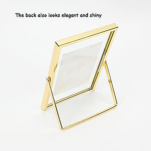 AhaGo Floating Picture Frame (Gold, 4"x6"), For Multiple Photo Sizes (3x5, 2x3, 1x2), Vertical Adjustable Tabletop/Shelf Photo Frame, Classy Gift Choice for Halloween, Thanksgiving, Christmas, Home or Wedding Decoration…