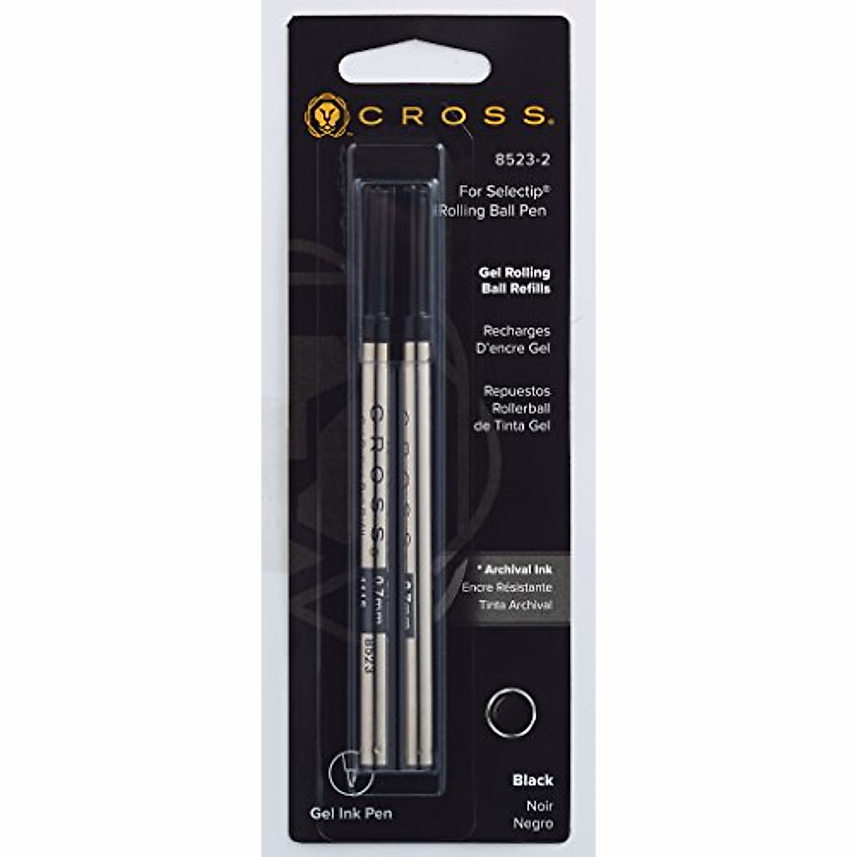 Cross Rollerball Gel Ink Refill for Selectip Pens, Medium, 8523-2 – Black (Pack of 2)