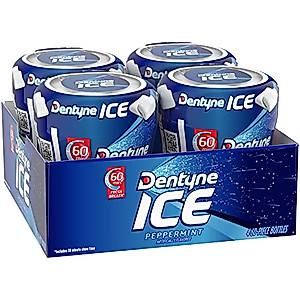 Dentyne Ice Peppermint Sugar Free Gum, 4 Bottles of 60 Pieces (240 Total Pieces)