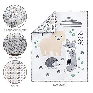 The Peanutshell Woodland Crib Bedding Set, 5 Pieces, Forest Creatures