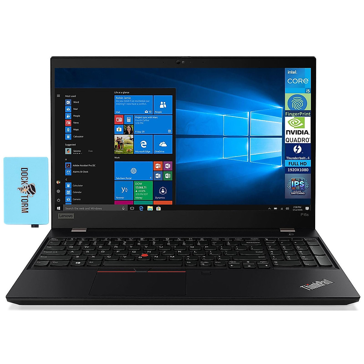 Lenovo ThinkPad P15s Gen 2 Mobile Workstation 15.6" IPS FHD Display (Intel i5-1135G7, Quadro T500 4GB, 16GB DDR4, 512GB PCIe SSD, Fingerprint, Thunderbolt 4, Win 10 Pro) w/DKZ Hub USB Port Expander