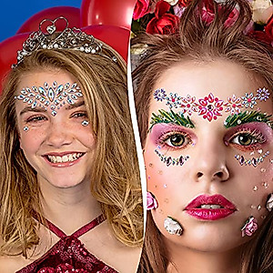 SIQUK 17 Sheet Face Sticker Jewels Eyes Jewel Set with 12 Sheet Mermaid Face Jewels Glitter Face Gems Rhinestone Face Crystal and 5 Sheet Eye Face Body Gems Crystal Tears Jewel for Festival Party