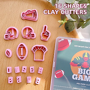 Keoker Football Clay Cutters, Football Polymer Clay Cutters, 7 Clay Cutters Shapes with 9 Number Polymer Clay Stamps, Football Jersey Polymer Clay Cutter for Earrings, Football Helmet Clay Cutter.
