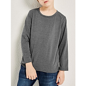 Cooraby 5 Pack Toddler Kids Long Sleeve T-Shirt Crewneck Tees Soft T-Shirt for Boys