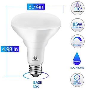 Energetic LED Recessed Light Bulbs BR30, 85W Equivalent, Dimmable, Daylight 5000K, Indoor Flood Lights for Recessed Cans, UL Listed, 6 Pack