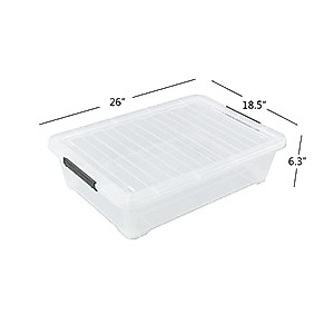Zerdyne 3-Pack Under Bed Plastic Storage Box, Wheels Under Bed Storage Box with Lids, 40 L