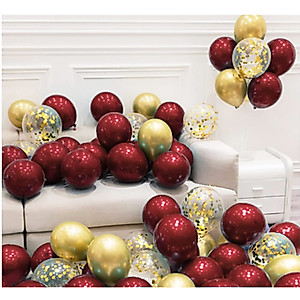 Maroon Gold Graduation Party Decorations 2024/Burgundy Gold Balloons/30pcs Burgundy Gold Birthday Women Maroon Gold Wedding/Fall Bridal Shower Decorations FSU Graduation