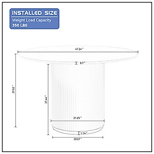 LyuHome 47.24" Round Wood Dining Table, Modern Kitchen Table with Wooden Pedestal Base, Mid Century Circular Tabletop Leisure Coffee Table Dining Room Table Furniture φ47.24"x29.52"H Grey