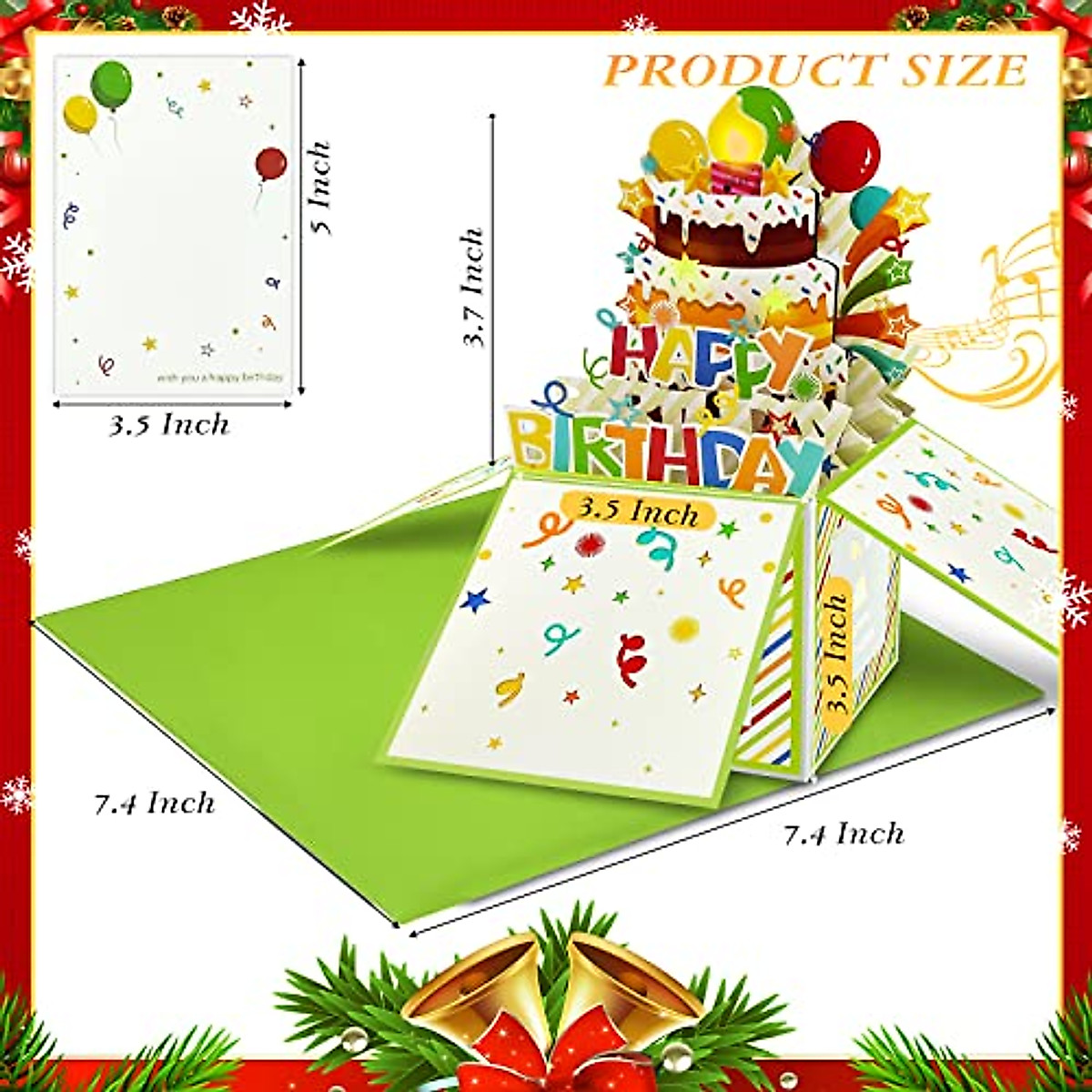 DTESL birthday card 3D Pop Up with Light and Music, birthday cards for women, Handmade Birthday Greeting Cards in a Box, Press the power button to play: plays hit song 'Happy Birthday'
