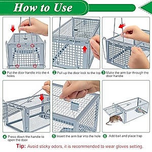 2 Packs Humane Rat Trap Outdoor Mouse Traps Indoor Use, Rodent Chipmunk Traps for Small Live Animal Catch and Release