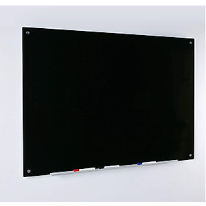 Audio-Visual Direct Magnetic Black Glass Dry-Erase Board Set - 35 1/2 x 47 1/4 Inches -