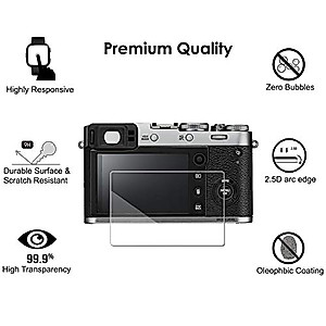[3-Pack] Tempered Glass Screen Protector for Fujifilm X100T X100F X-E2 X-E2S Camera, Akwox [0.3mm 2.5D High Definition] 9H LCD Protective Cover,Anti-Scratch, Bubble-Free
