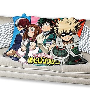 JUST FUNKY My Hero Academia Class 1-A Fleece Throw Blanket | 45 x 60 Inches - A Plus Ultra Gift for Fans - Comfy and Warm Featuring Deku, All Might & More - Great for Home, Travel, and Gifting
