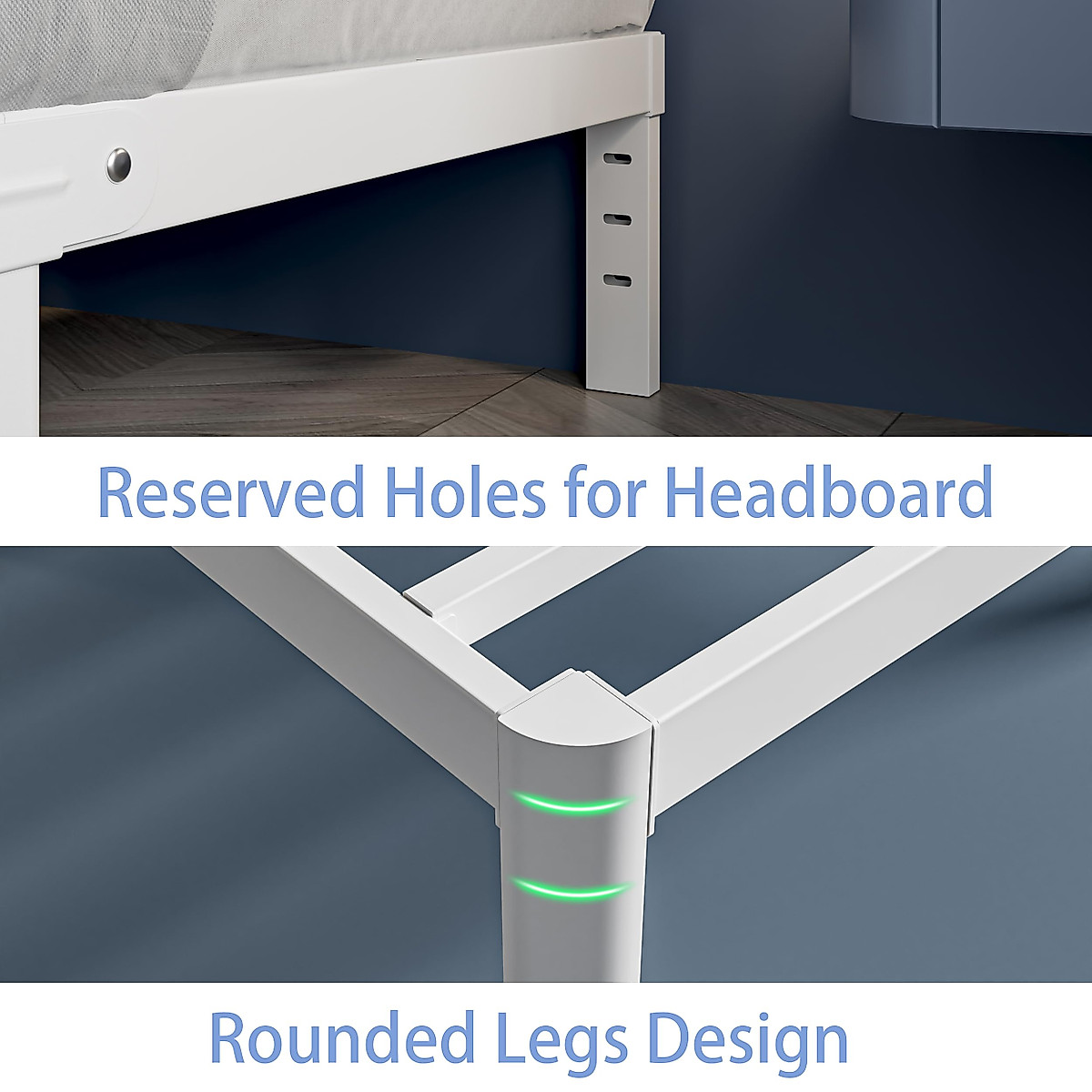 KZZLOL White Twin Size Bed Frames 12 Inch, Metal Platform Twin Bed Frame No Box Spring Needed, Heavy Duty Steel Support 3500 LBS, DIY Headboard, Round Legs, Noiseless, Storage Space, Easy Assembly