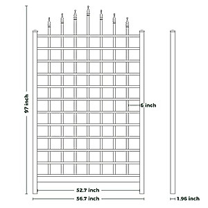 56.7" W x 97" H Vinyl Trellis Support for Outdoor Climbing Plants and Rose Vines, Durable Décor Lattice for Garden&Backyard, Lawn