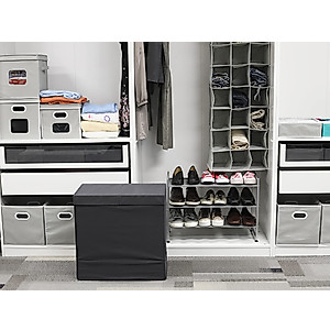 Simple Houseware Double Laundry Hamper with Lid and Removable Laundry Bags, Dark Grey