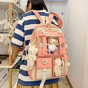 Rcuyyl Kawaii Backpack Backpack Kawaii Pendants and Pins Accessories 5Pcs Set Cute Kawaii Rucksack for School Bag Cute Aesthetic Backpack 17in Travel Rucksack School Bag (Purple2)