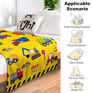 Cute Truck Construction Blanket Super Soft Flannel Throw Blankets Tractor Cars Blankets Bedding for Boys Girls Adults Gifts 50"x40"