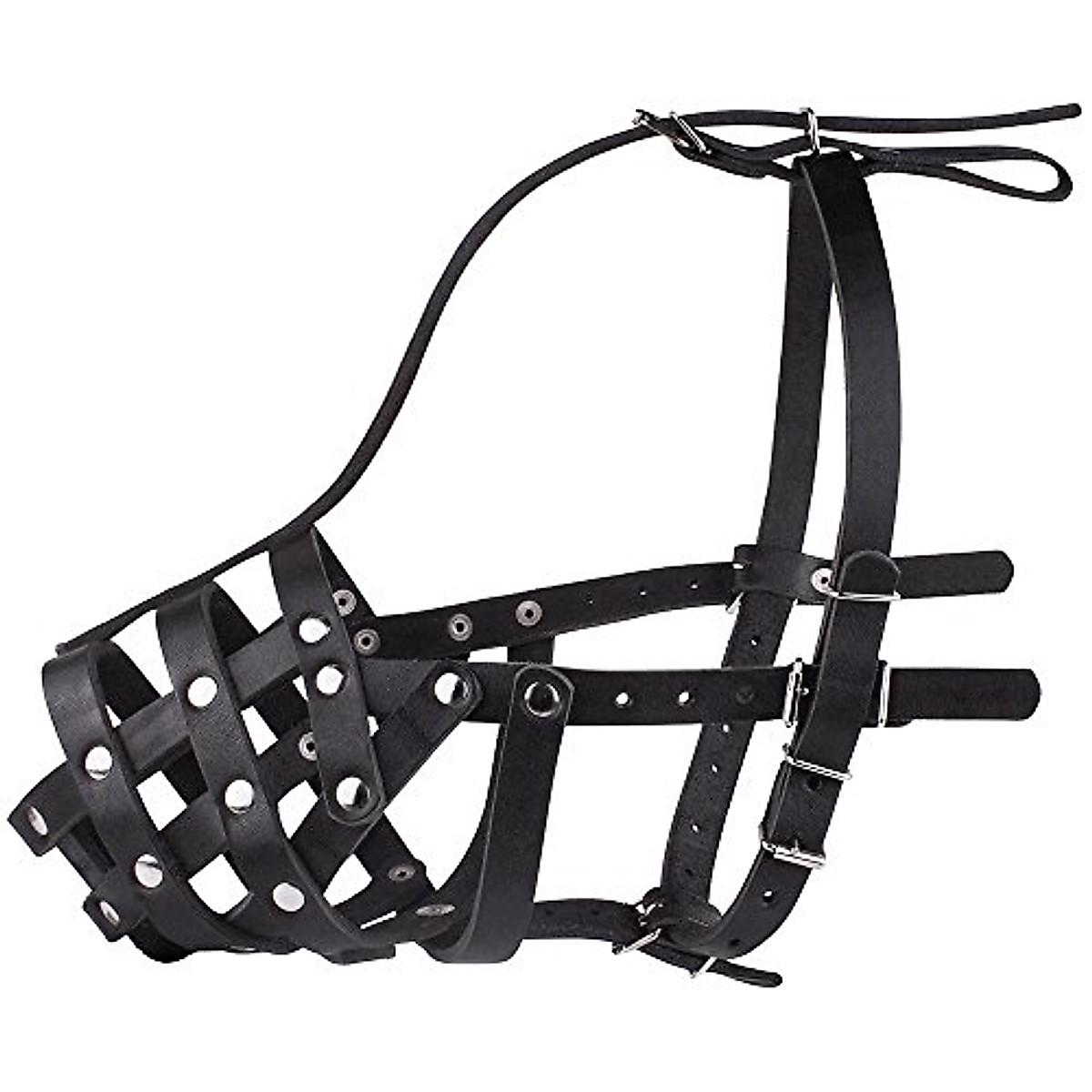 CollarDirect Dog Muzzle German Shepherd Dalmatian Doberman Setter Leather Basket Medium Large Breeds Black Brown (L, Black)