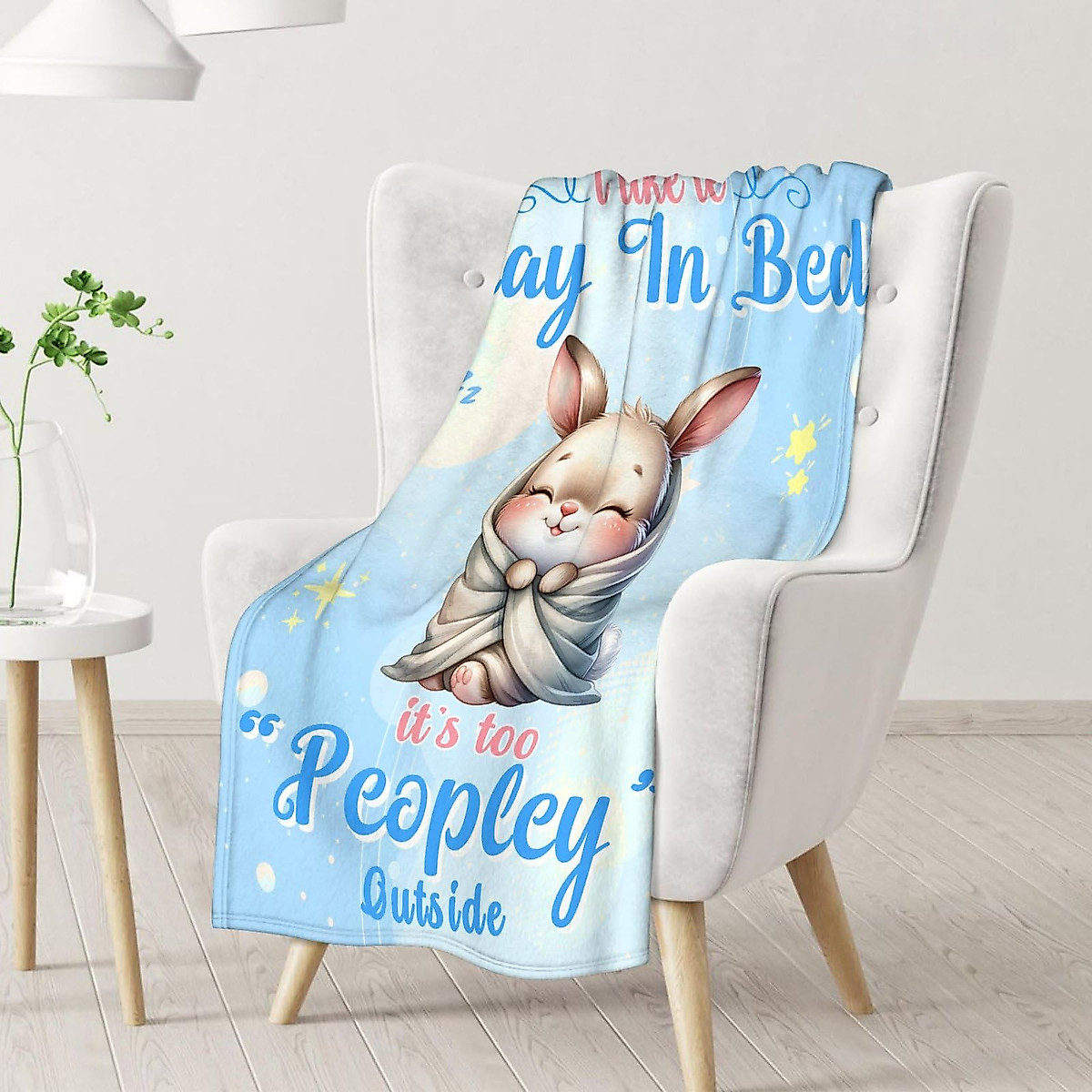 Bunny Blanket for Girls - 50 x 60 Inches Cute Rabbit Blankets for Girls & Boys - Pink Soft Fuzzy Animals Throw for for Bunny Lovers