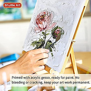 Shuttle Art Stretched Canvas, 20 PCS Value Pack, 5 x 7, 8 x 10 Inches (10 of Each), 100% Cotton, Primed White Canvases for Painting, Stretched Canvas Art Supplies for Acrylic, Oil, Acrylic Pouring