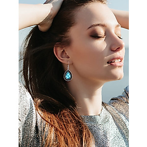 MTLEE 9 Pairs Boho Dangle Earrings Set Pearl Drop Crystal Earrings for Women Teardrop Earrings Rainbow Earrings