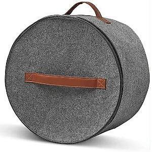 Hat Storage Box With Dust Lid, Felt Round Foldable Hat organizer Family Travel Storage Box (M)