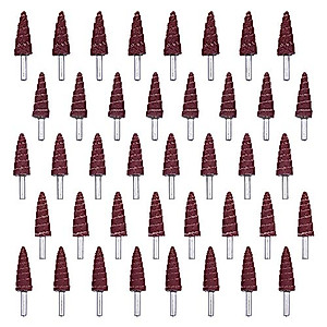 Mixiflor 40Pcs Cone Shape Abrasive Sandpaper 1/4 Inch Shank Flap Wheels, 80/120/180/240/320 Grits Aluminum Oxide for Removing Rust, Deburring, Polishin