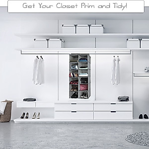 Mighty Tidy Home 12-Shelf Hanging Closet Storage 2-Pack Combo | Extra Thick and Sturdy | 2-Pack Combo, 12 Shelves Total | Space Saving Storage Holder for Wardrobe Closet (Grey)