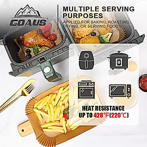 GOAUS Air Fryer 100 Pcs Rectangular Paper Liners Disposable for Dual Air Fryer with 2 Baskets 8 Qt and above, 8.6x5.5 inches Parchment Paper Rectangle, Fit Ninja DZ201 DZ401 IG651